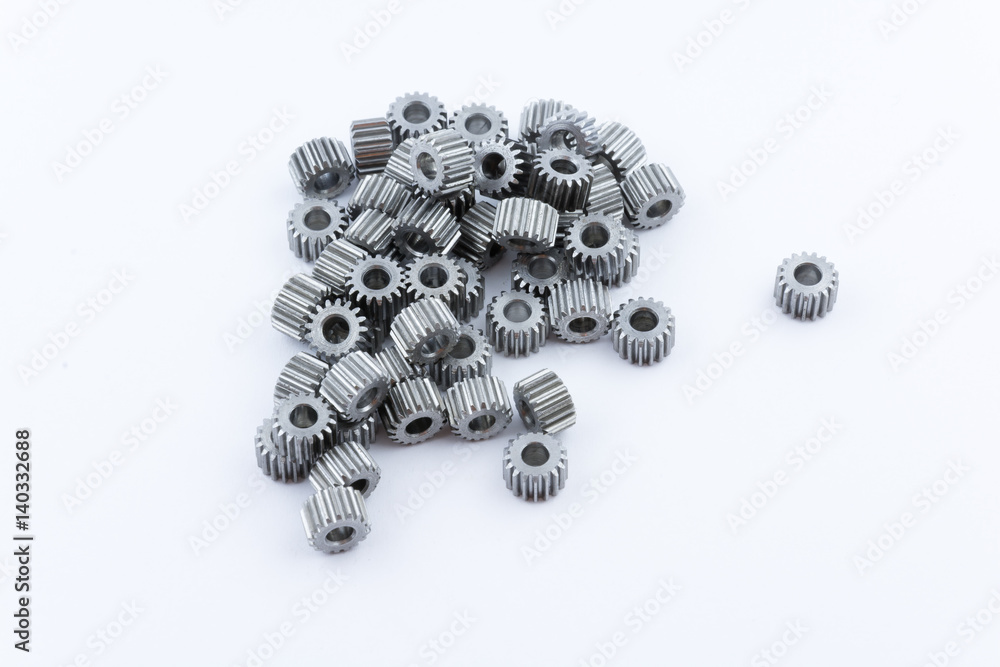 Isolated metal pinions gear. The iron gear on a white background ...