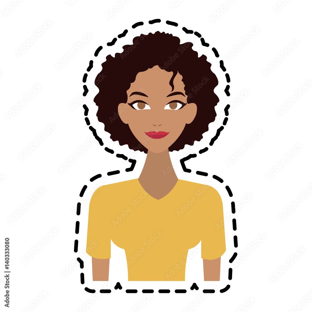 young pretty woman wearing yellow shirt icon image vector illustration ...