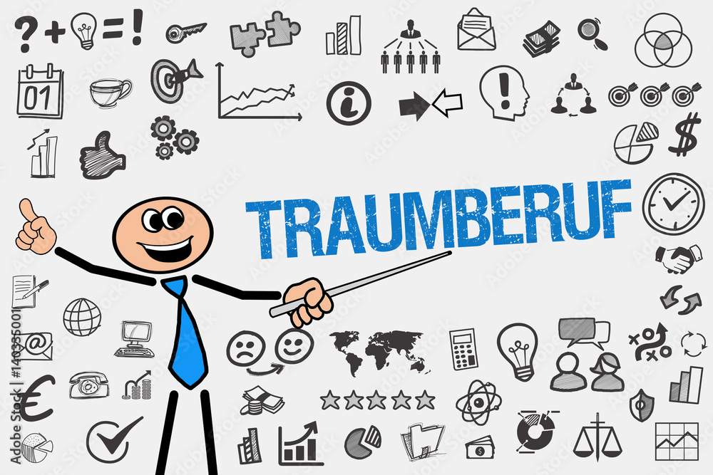 Traumberuf / Mann mit Symbole Stock-Illustration | Adobe Stock