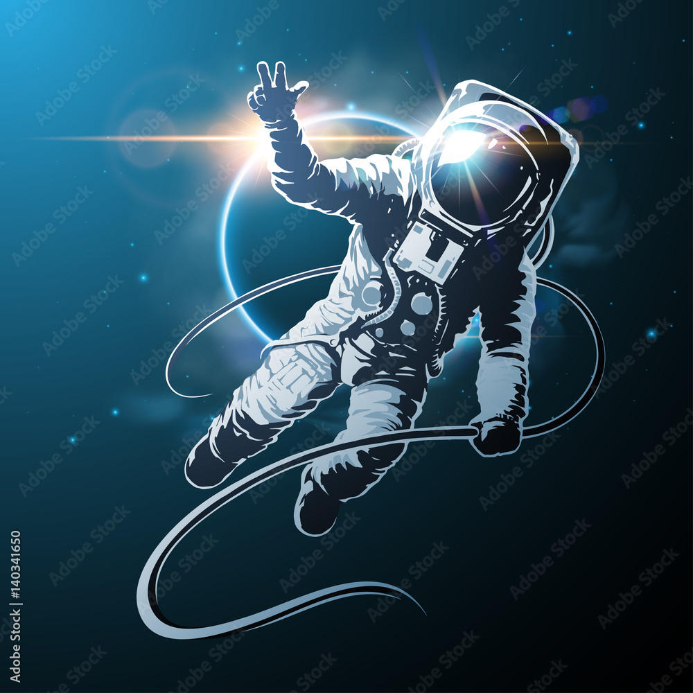 astronaut in space illustration Stock Vector | Adobe Stock
