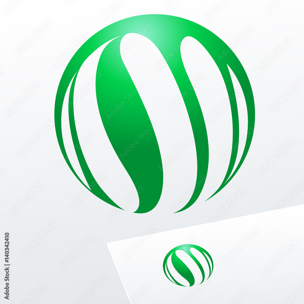 Eco sign in sphere shape on white background. Green logo for Ecology ...