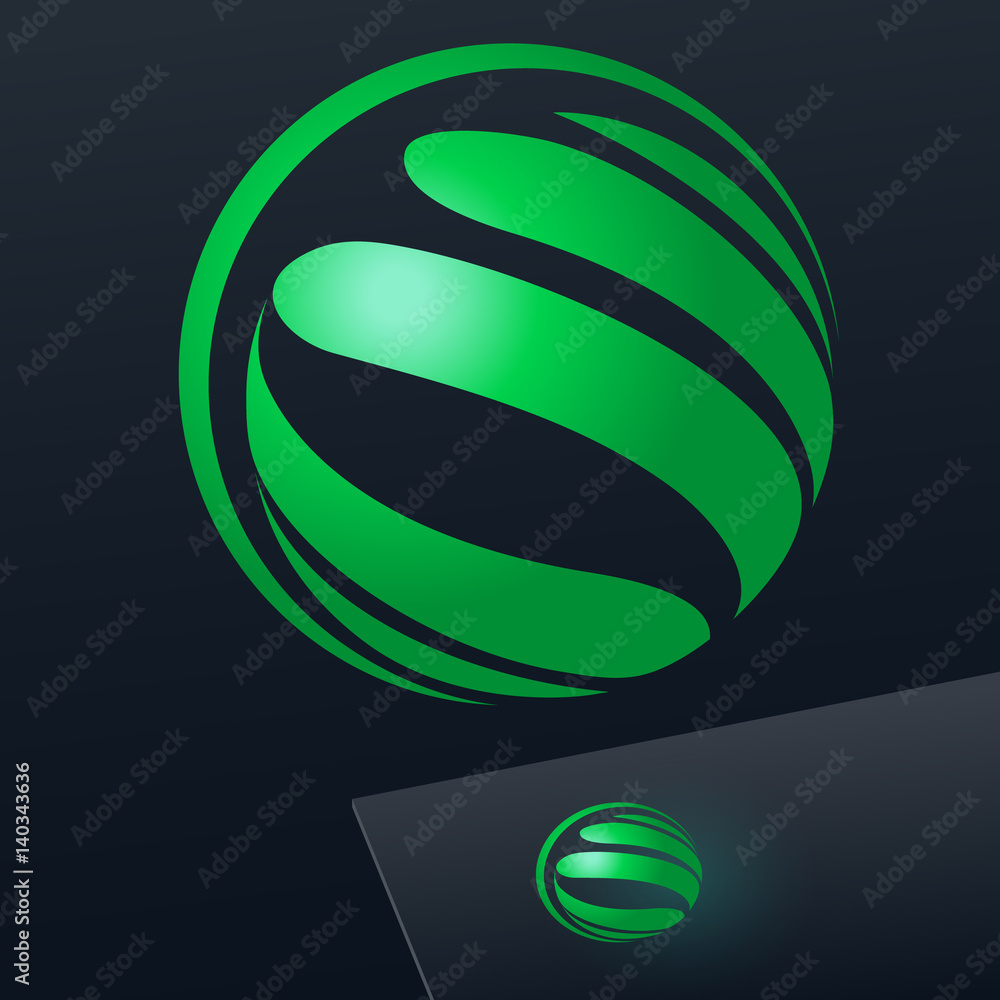 Abstract eco sign, logo in sphere shape. Green emblem for Ecology ...
