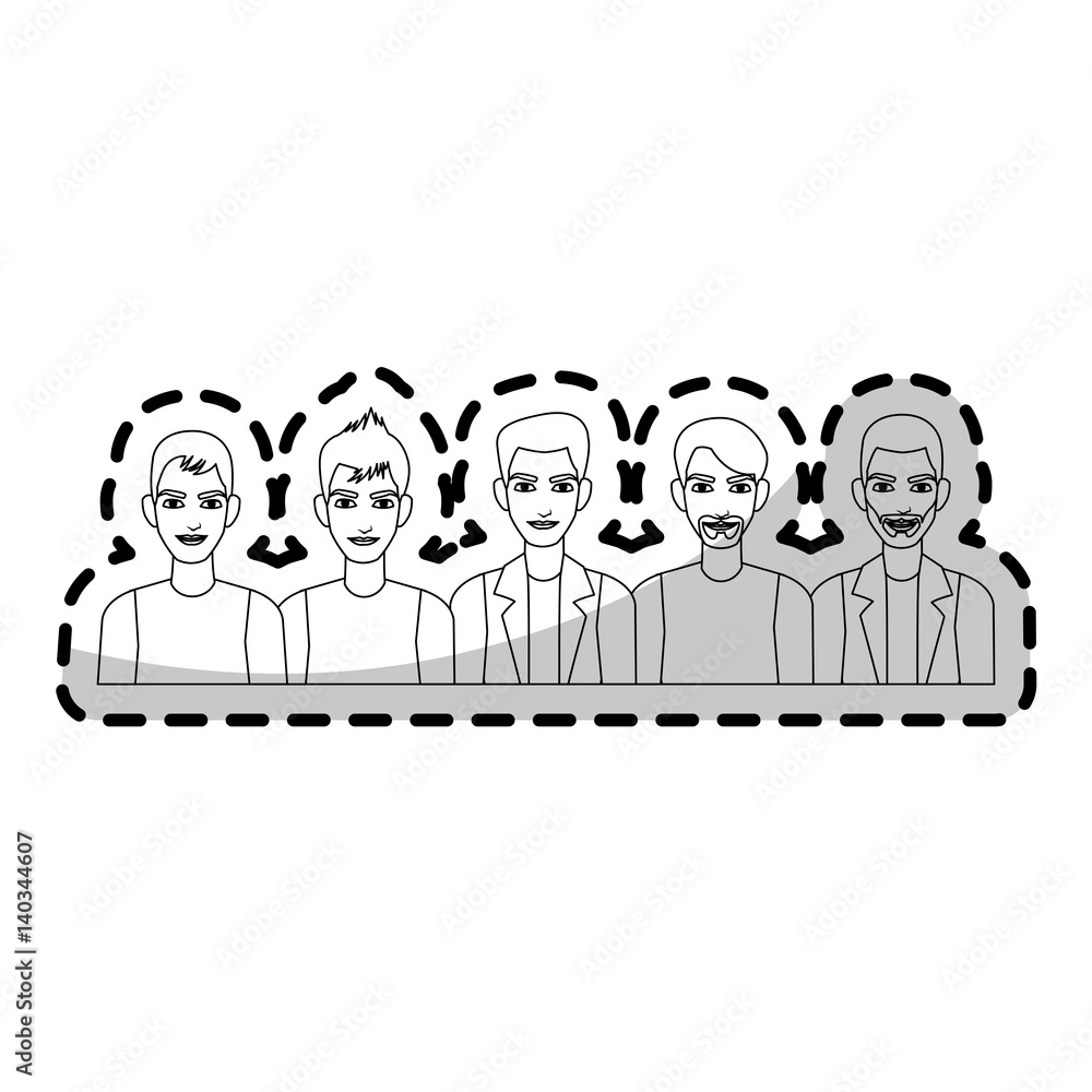 group of handsome young men icon image vector illustration design Stock ...