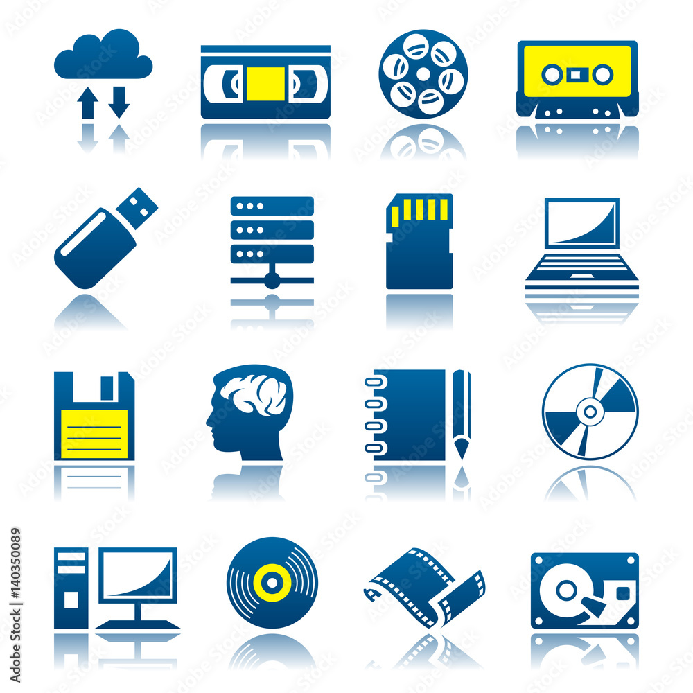 Data storage icon set Stock-Vektorgrafik | Adobe Stock