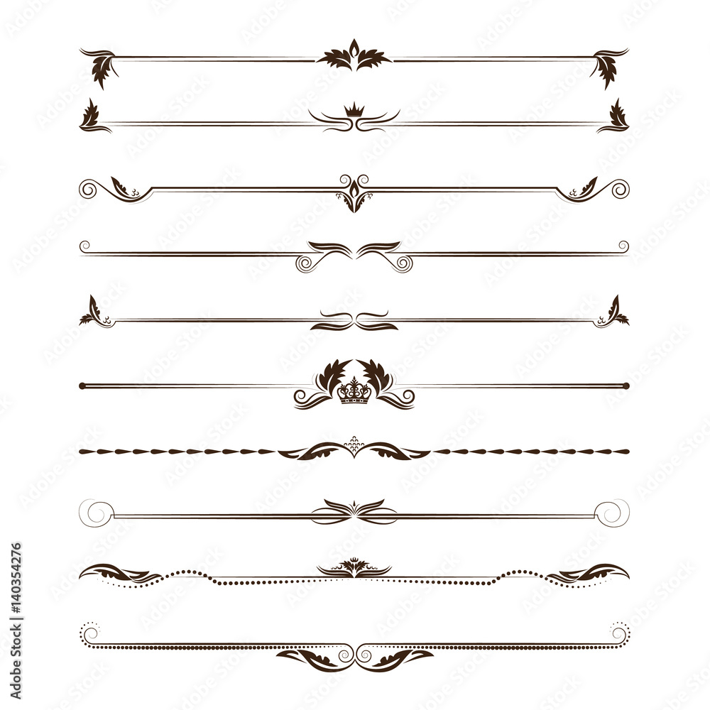 Large set of dividers. Vector calligraphic design elements and page ...