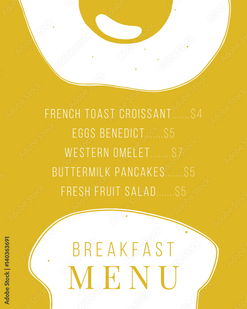 Vector fried egg and toast. Breakfast menu design Stock Vector | Adobe ...