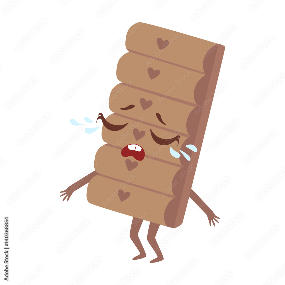Crying Chocolate Bar Cute Anime Humanized Cartoon Food Character Emoji ...