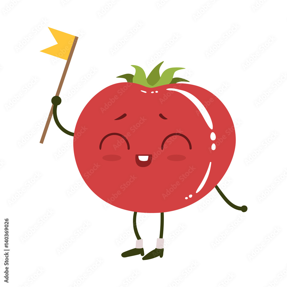 Tomato Cute Anime Humanized Smiling Cartoon Vegetable Food Character ...