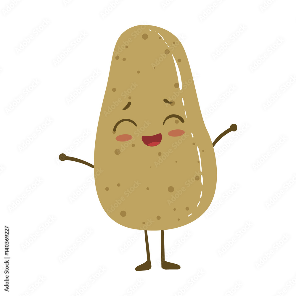Potato Cute Anime Humanized Smiling Cartoon Vegetable Food Character ...