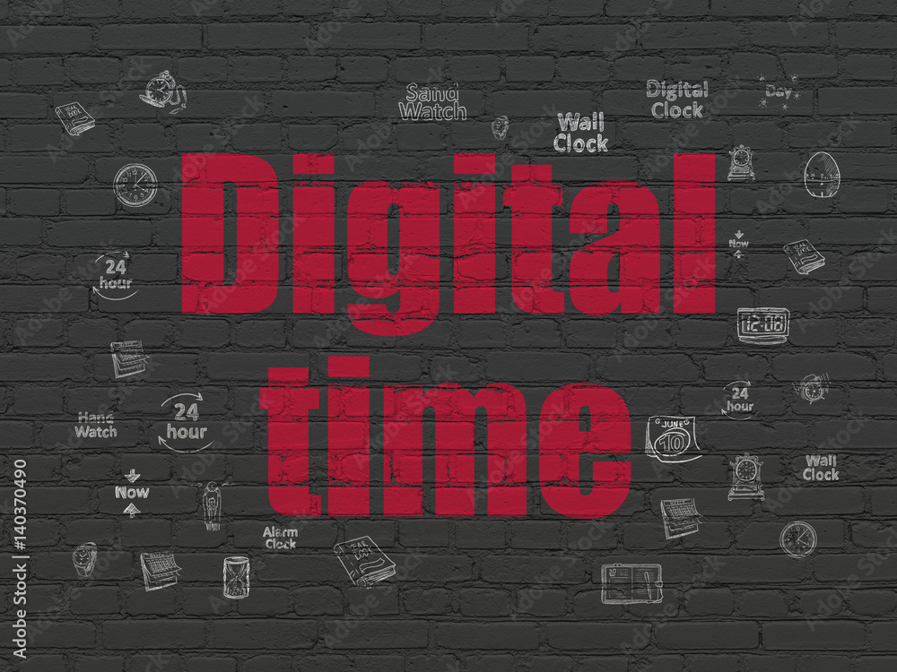Time concept: Digital Time on wall background Stock-Illustration ...