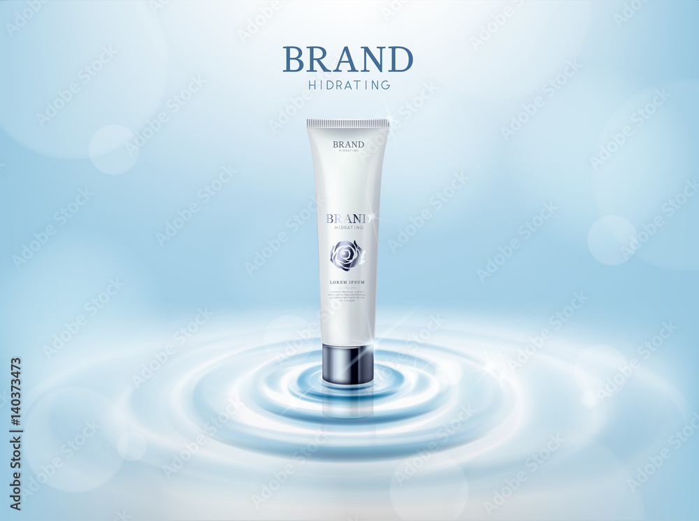 Moisturizing rose/camellia flower cosmetic skin in tube ads template ...