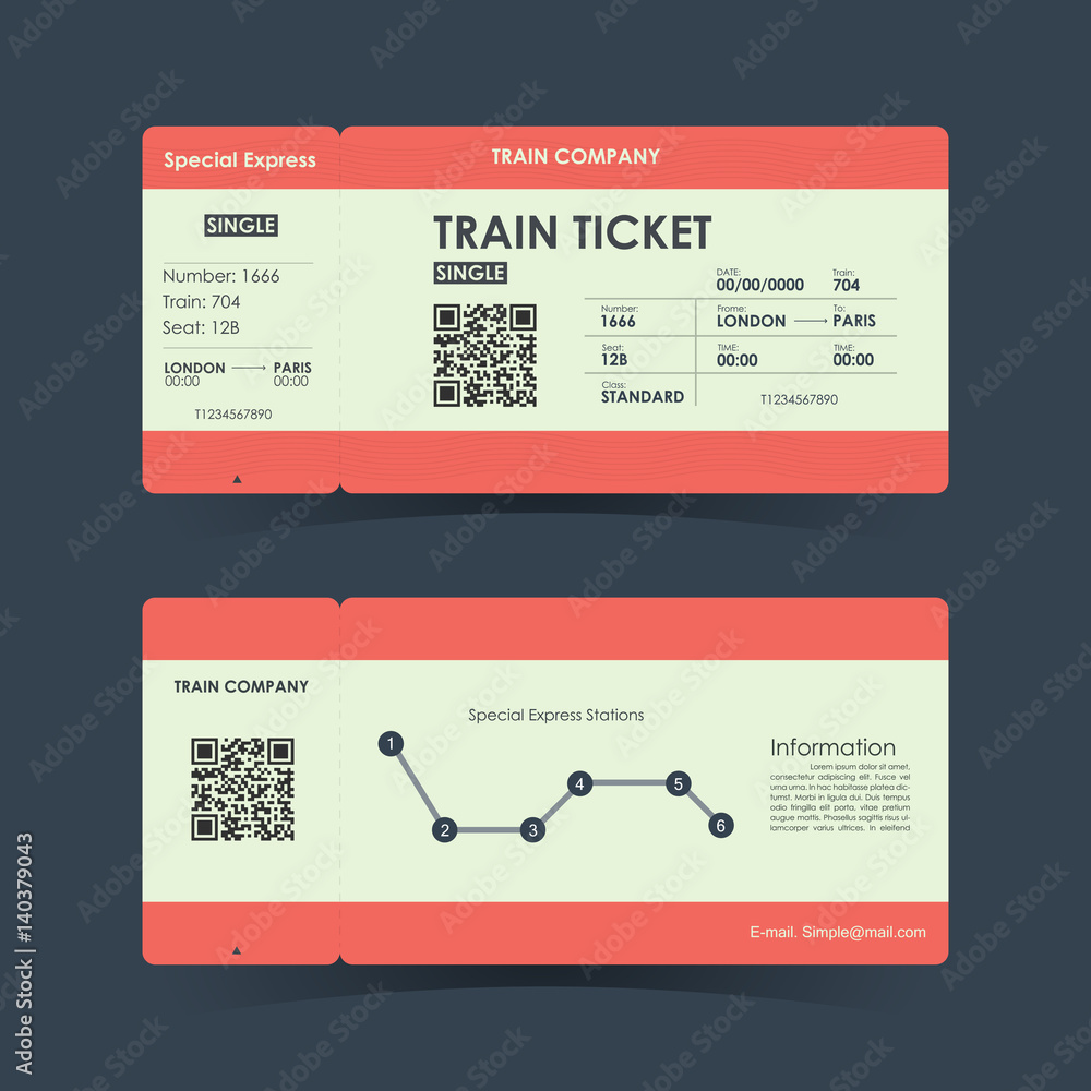 Train ticket concept design. Vector illustration. Stock Vector | Adobe ...
