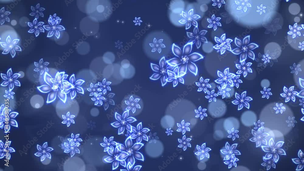 Blue Abstract Flowers Background. Computer generated seamless loop ...