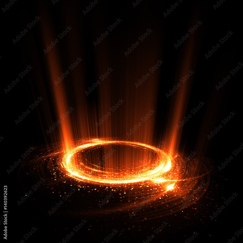 Empty podium. Disco club. Rays view. Show magic party. Spot fog lamp ...