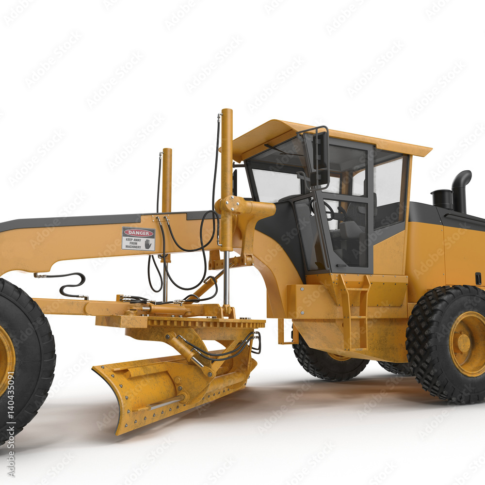 Land grader isolated on white. 3D illustration Stock Illustration ...