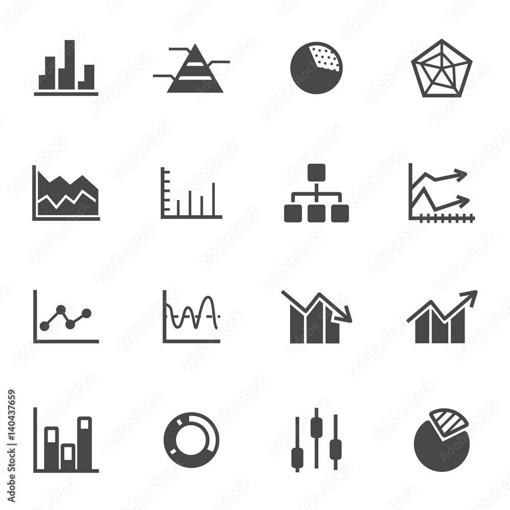 Vector black diagram icons set Stock Vector | Adobe Stock