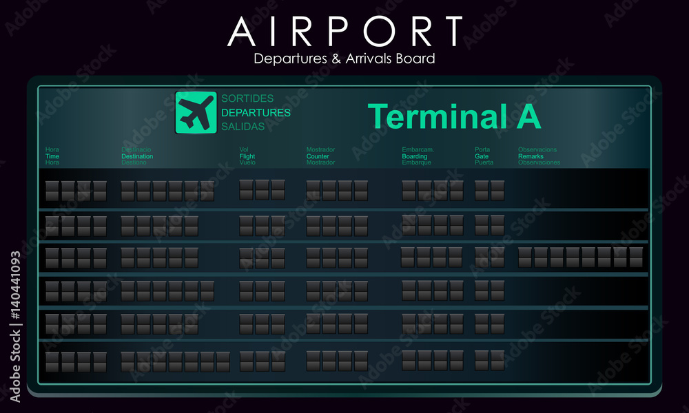Blank flights scoreboard mockup departures. Blank airport board for ...