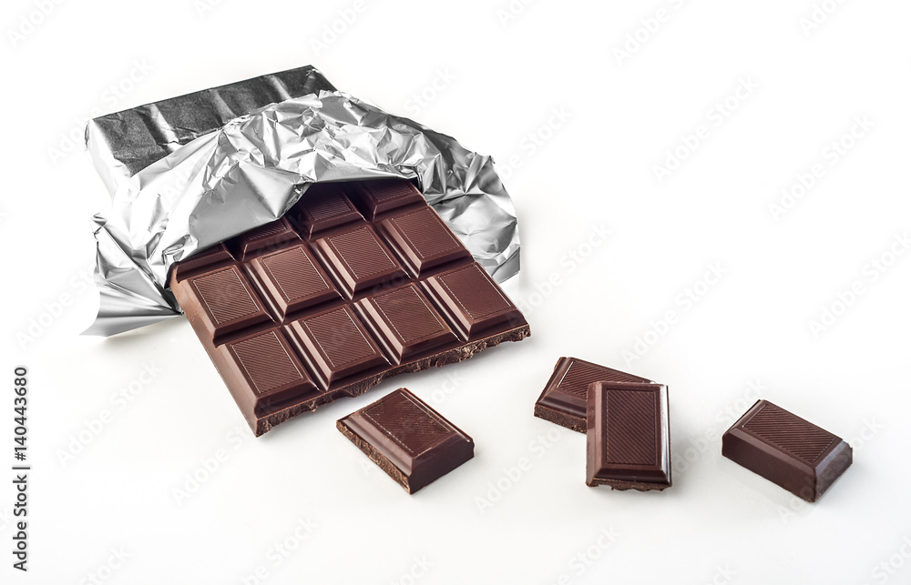 Chocolate bar in wrapper isolated on white background Stock Photo ...