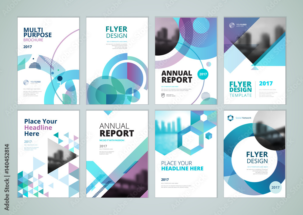 Brochure, annual report, flyer design templates in A4 size. Set of ...