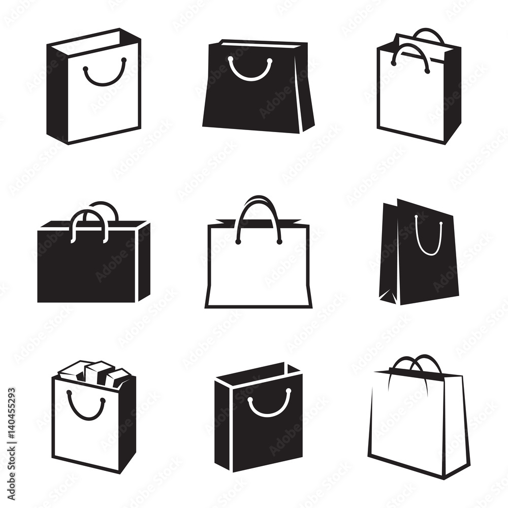 Shopping bag icons set Stock Vector | Adobe Stock