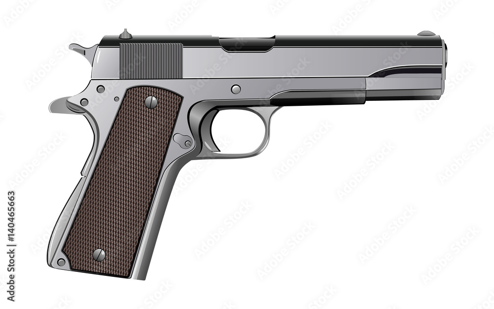 Colt M1911 pistol isolated on white vector Stock ベクター | Adobe Stock