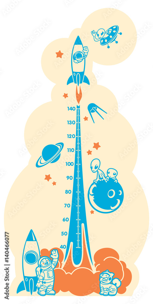 Height charts. Space adventure, meter wall or height meter from 40 to ...
