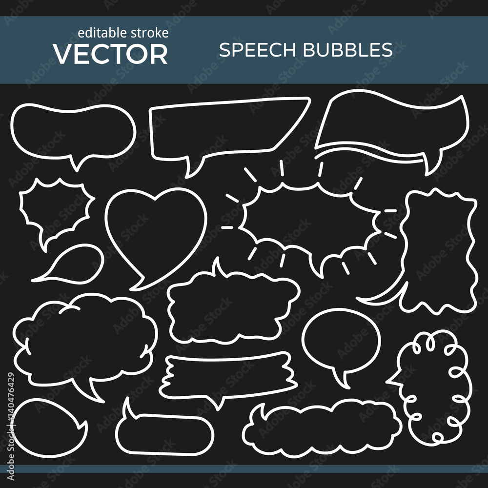 Sketched Speech Bubbles with Editable Stroke Stock Vector | Adobe Stock