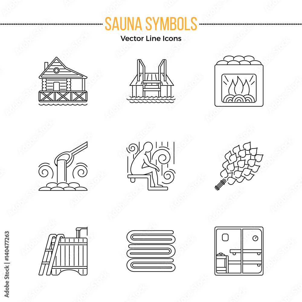 Sauna Theme Icon Set Stock-Vektorgrafik | Adobe Stock