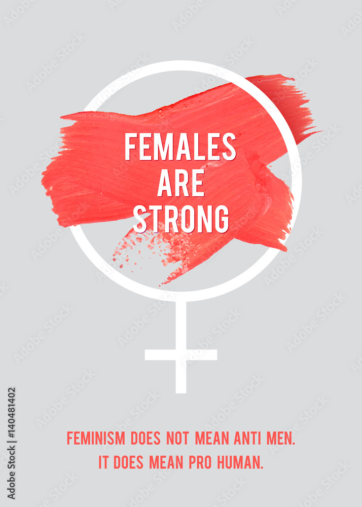 Stroke Poster Feminism. Female Symbol with Text. Woman's Vector Concept ...