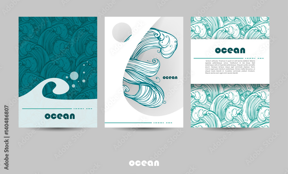 A4 Title Sheet Template. Background on the marine theme. Image of waves ...