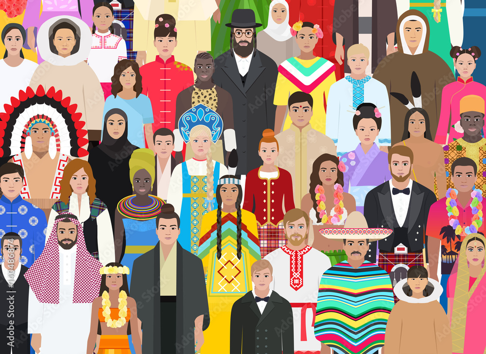 Crowd people of different nationalities, vector illustration Stock ...