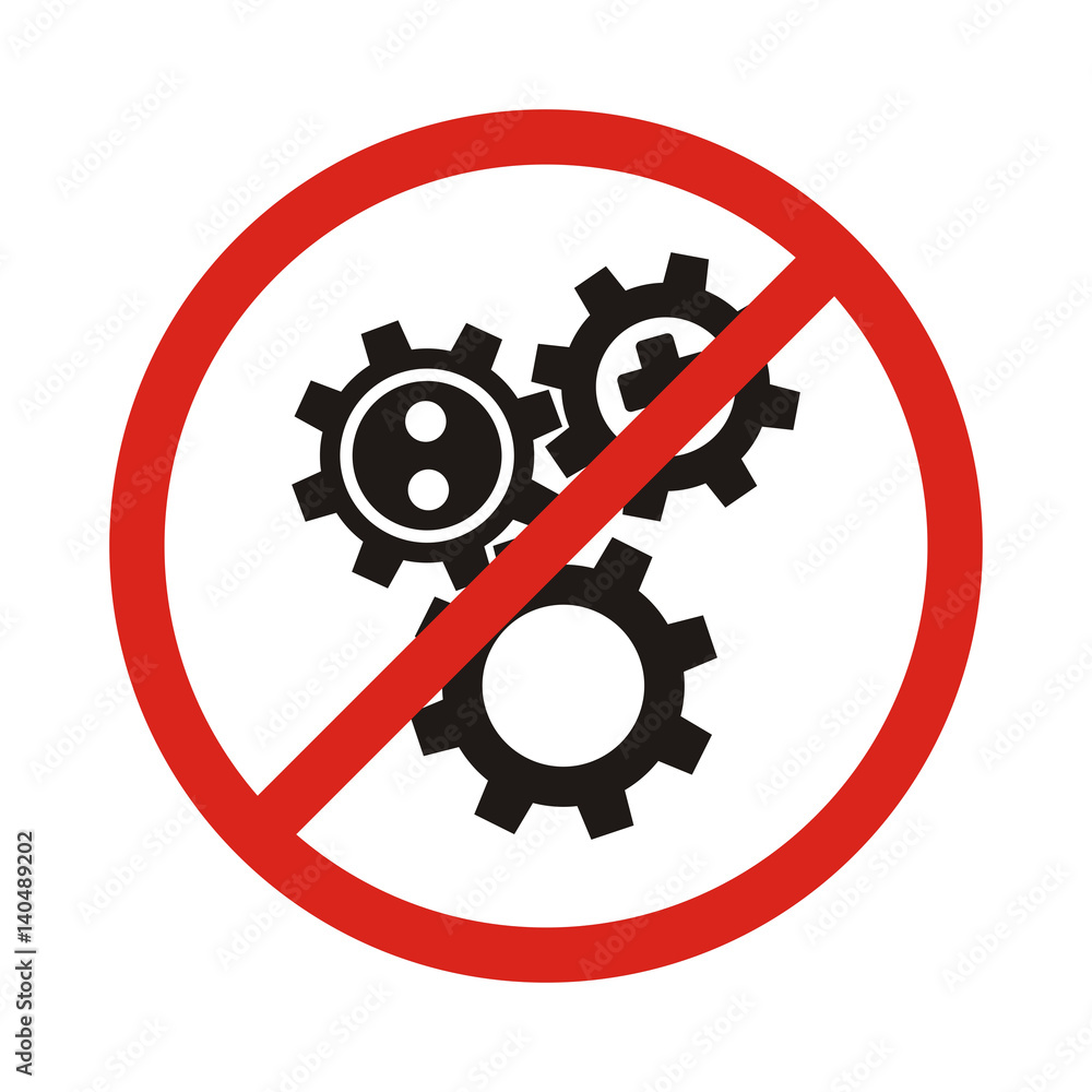 No, Ban or Stop signs. Cogwheel gear icons. Mechanism symbol. Website ...