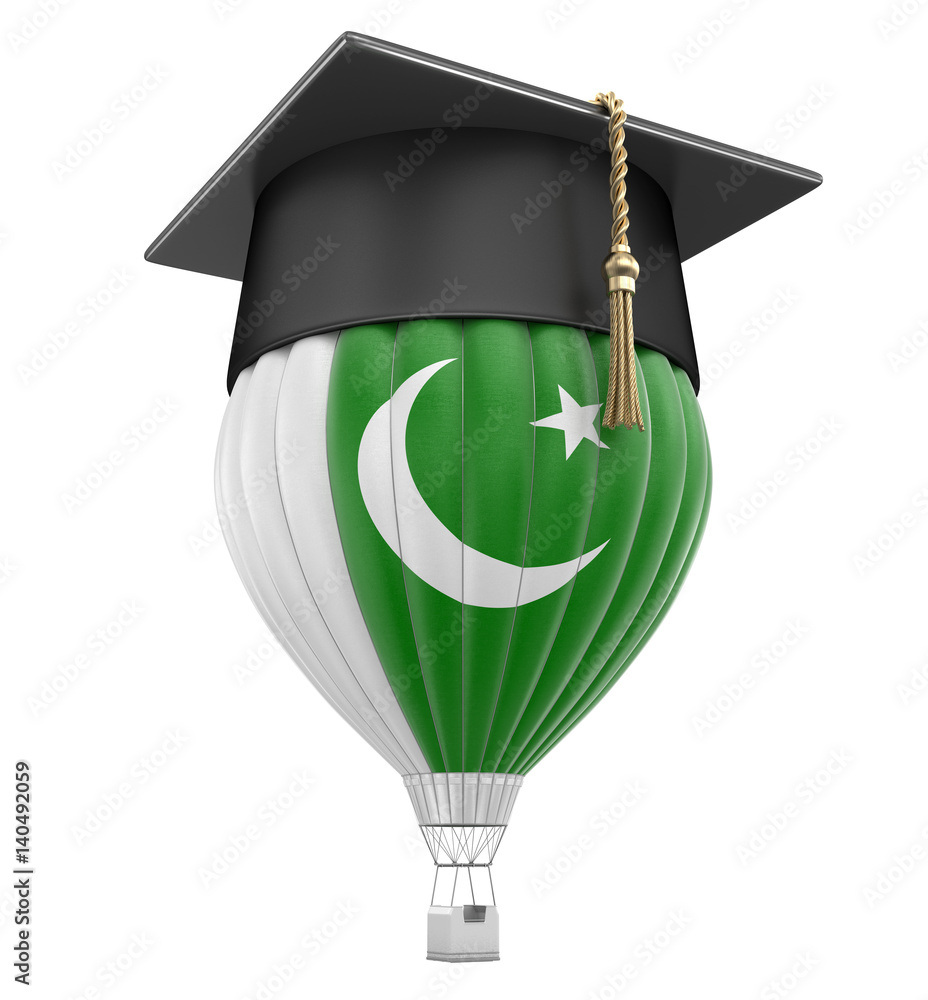 Hot Air Balloon with Pakistani flag and Graduation cap. Image with ...