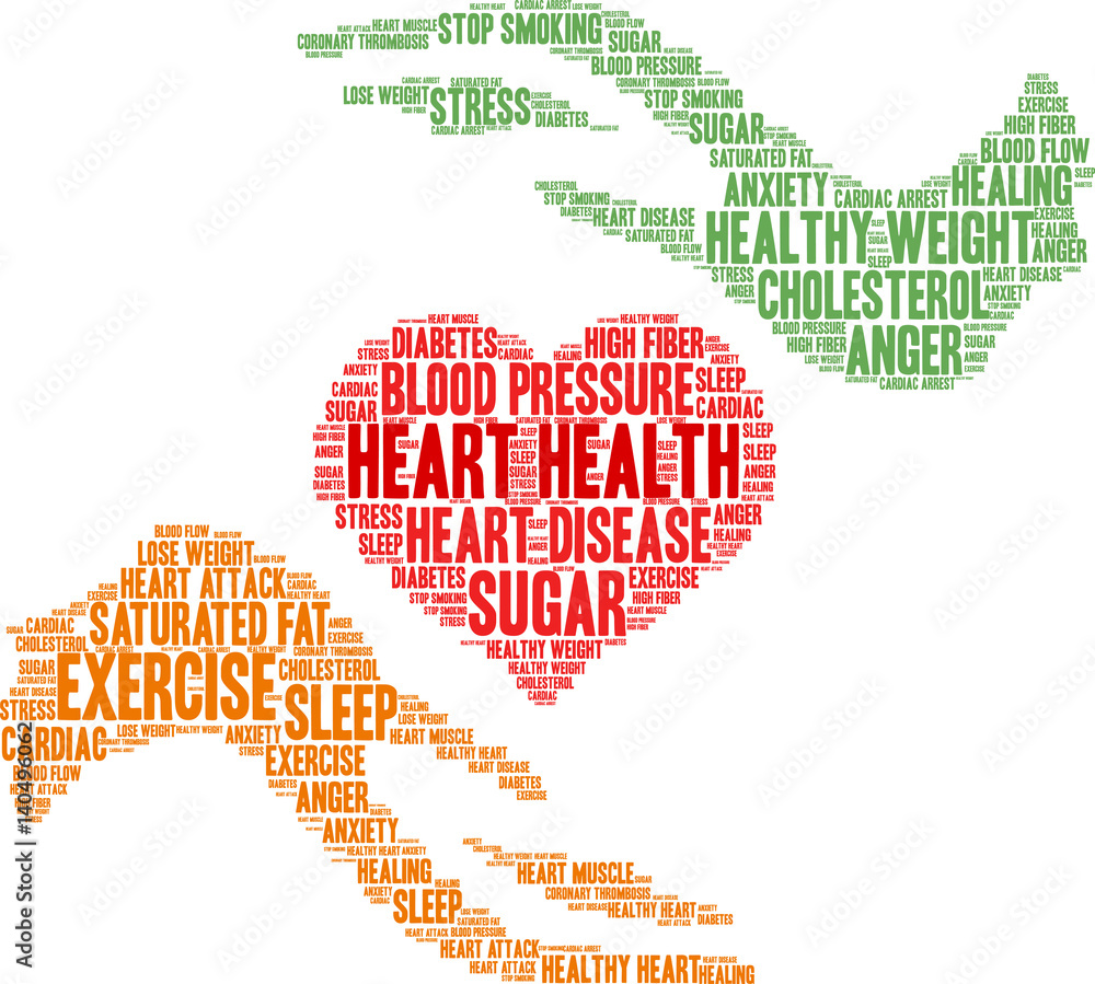 Heart Health Word Cloud on a white background. Stock Vector | Adobe Stock