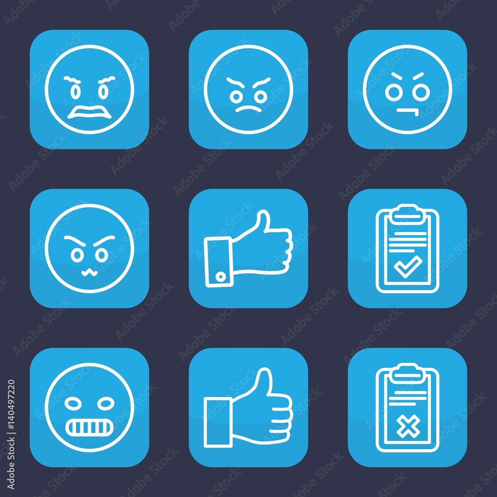 Set of 9 outline satisfaction icons Stock Vector | Adobe Stock