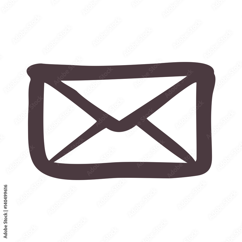 hand drawing silhouette envelope icon vector illustration Stock Vector ...