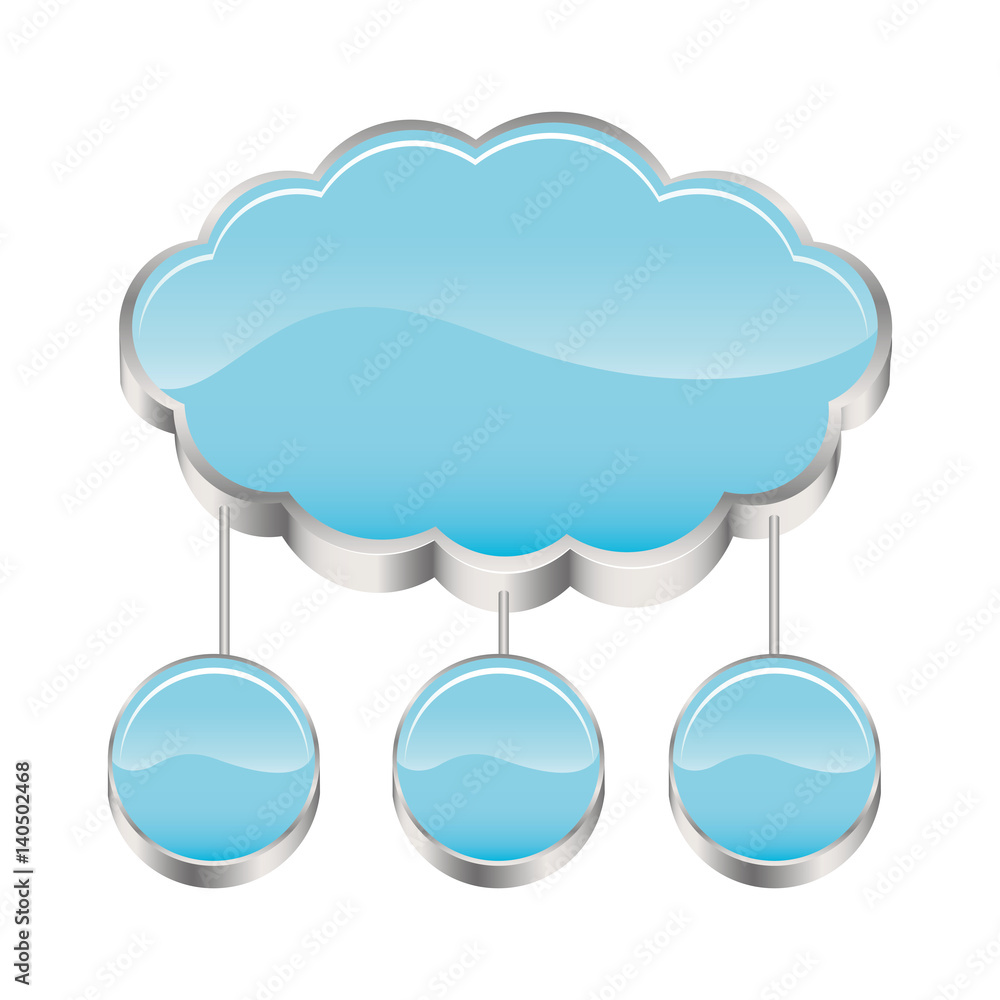 cloud storage connected with set circular figures vector illustration ...
