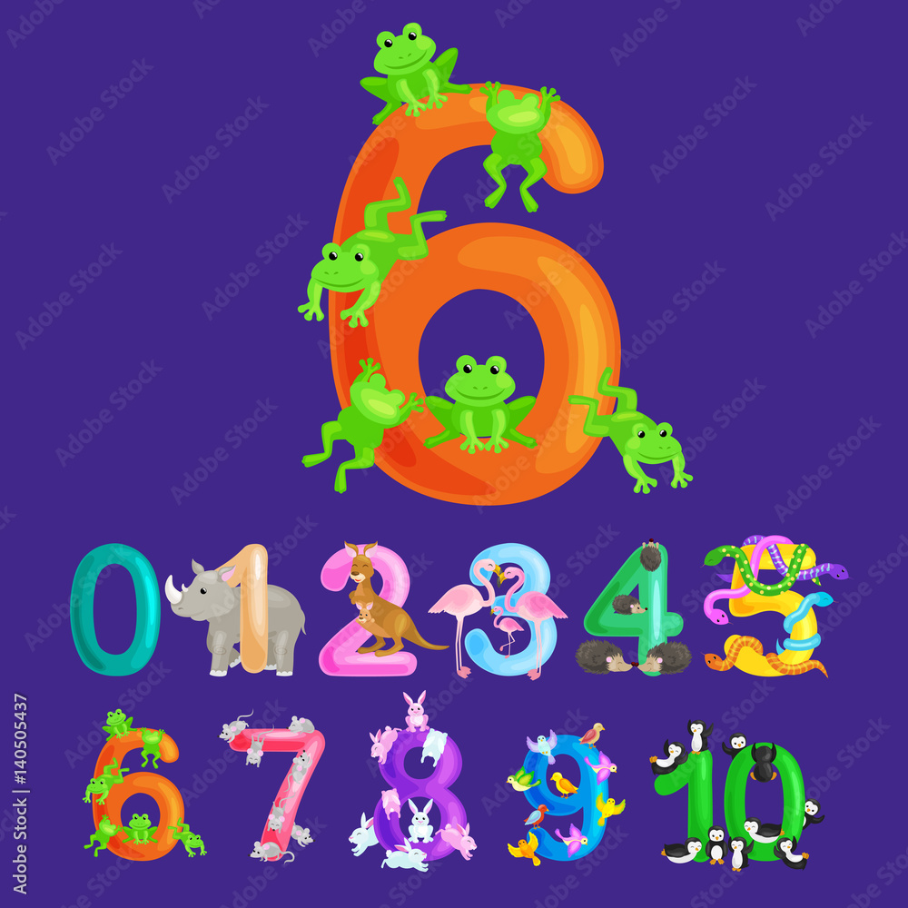 ordinal numbers six for teaching children counting 6 frogs with the ...