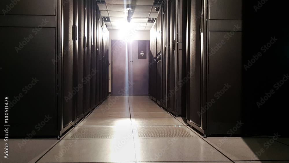 Emergency light power on in Server room Stock Photo | Adobe Stock
