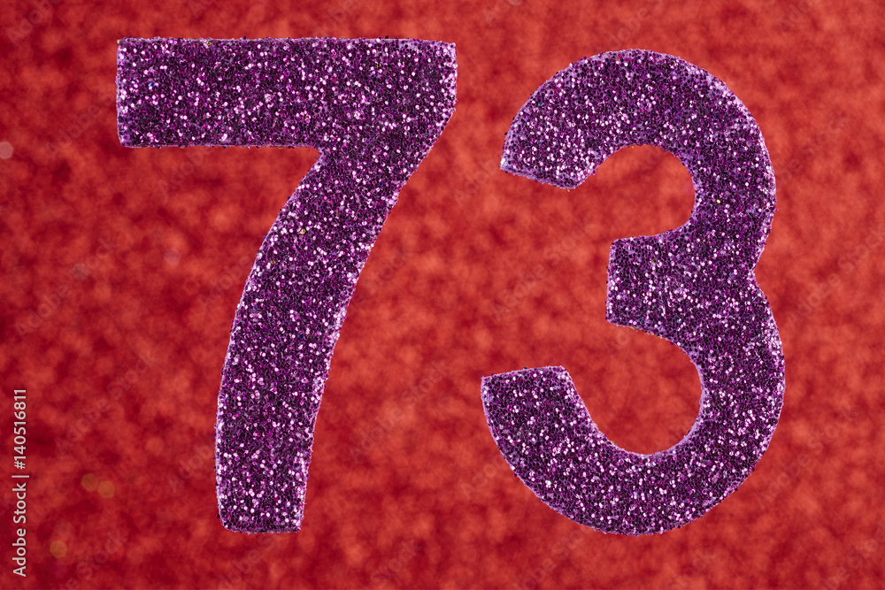 Number seventy-three purple color over a red background. Anniversary ...
