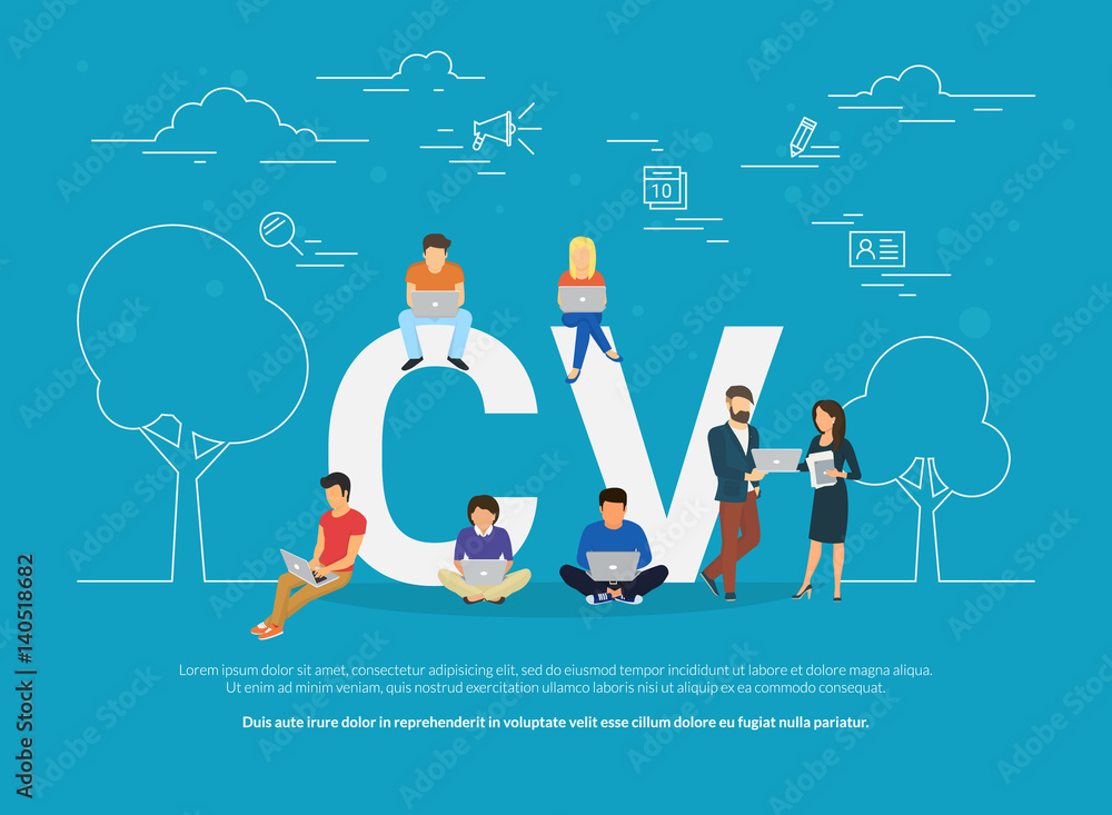 CV concept vector illustration of business people using devices for job ...