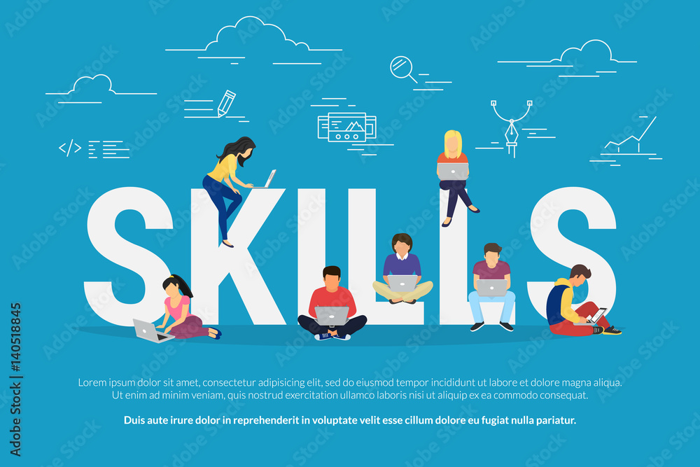 Skills development concept vector illustration of business people using ...