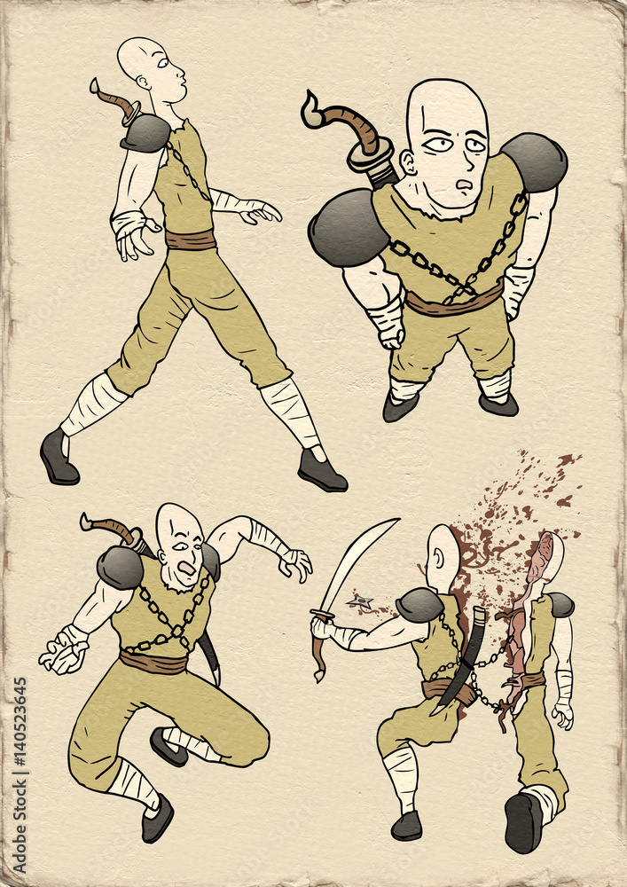 Warrior illustration in vintage paper Stock Illustration | Adobe Stock