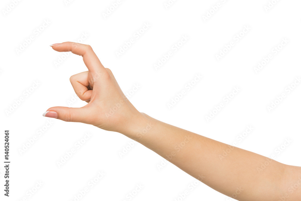 Female hand measuring something, cutout, gesture Stock Photo | Adobe Stock