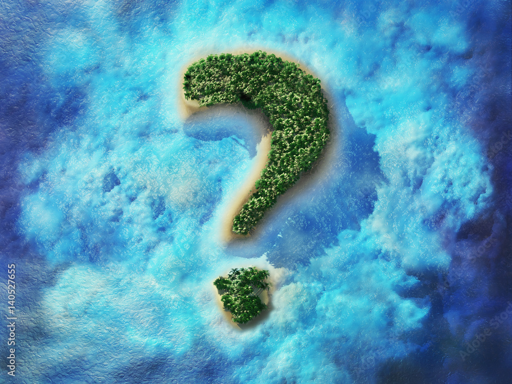 Question mark shaped tropical island. An island in the shape of a ...