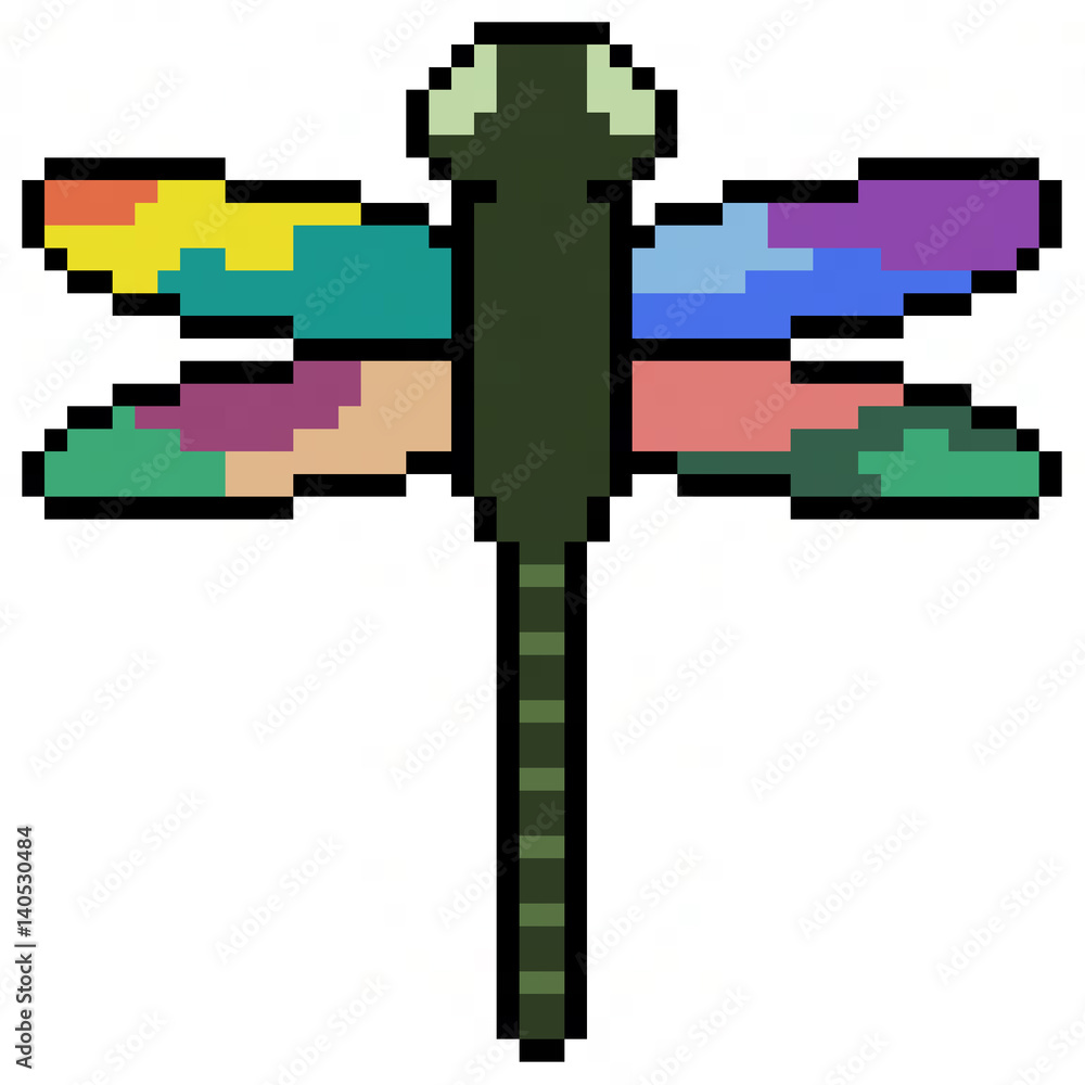 pixel art dragonfly Stock Illustration | Adobe Stock