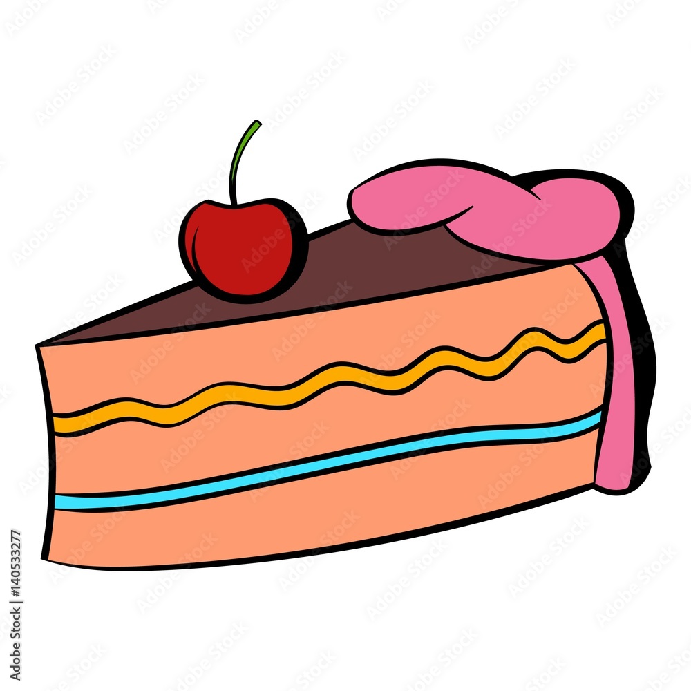 Piece of cake icon cartoon Stock Vector | Adobe Stock