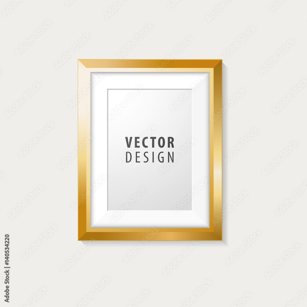 Realistic Minimal Isolated Golden Frame for Presentations . Vector ...