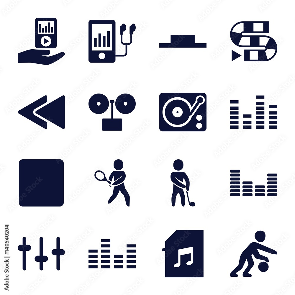 Set of 16 player filled icons Stock Vector | Adobe Stock