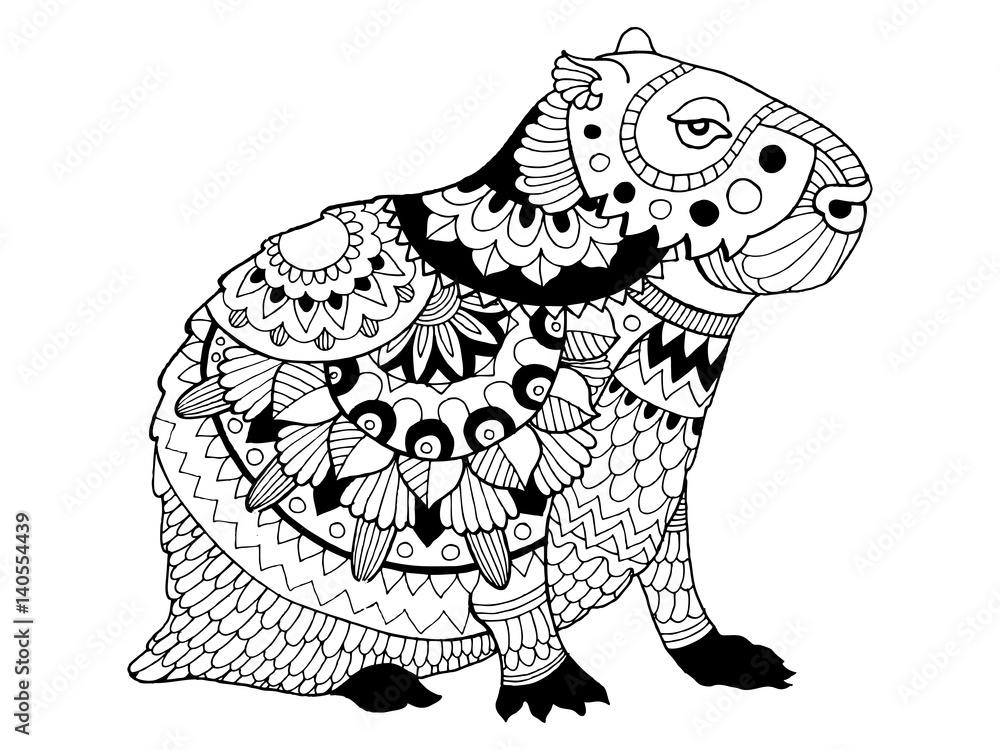 Capybara coloring book vector illustration Stock Vector | Adobe Stock
